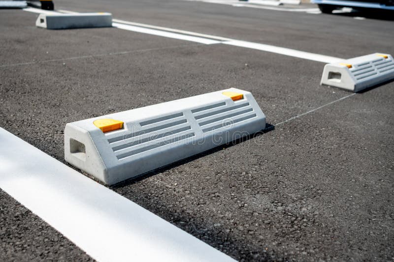 Concrete Parking Stopper Blocks Wheel Tire Stop Stock Image - Image of ...