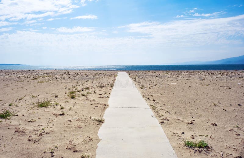Concrete Pathway or Footpath To the Sea on the Beach in Summer Stock ...