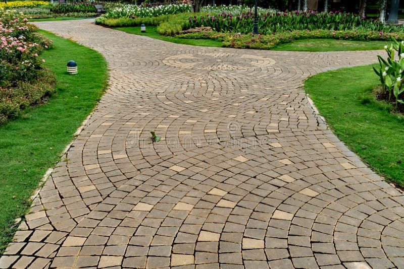 Concrete Pathway in garden stock image. Image of garden - 94428501