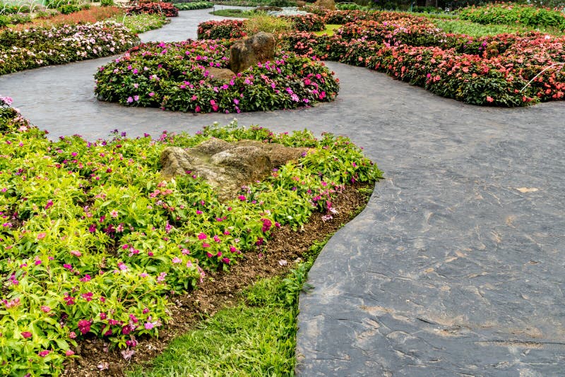 Concrete Pathway in garden stock photo. Image of outdoor - 84089116