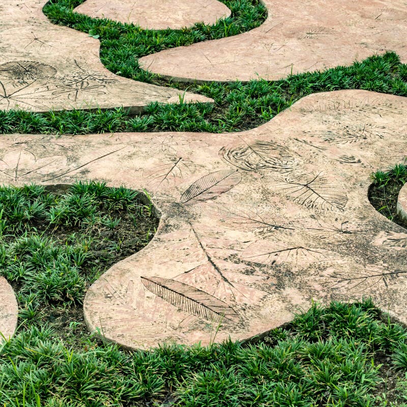 Concrete Pathway in garden stock image. Image of nature - 86172523
