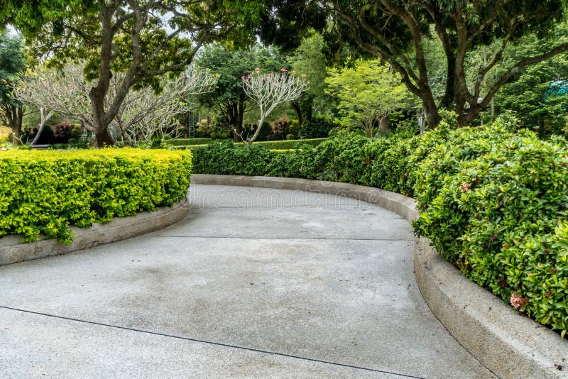 Concrete Pathway in garden stock image. Image of pathway - 79492287
