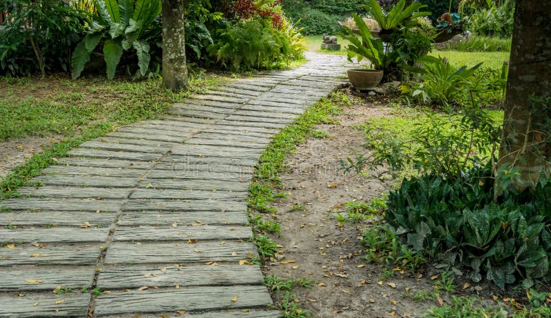 Concrete Pathway in garden stock image. Image of meadow - 78993049