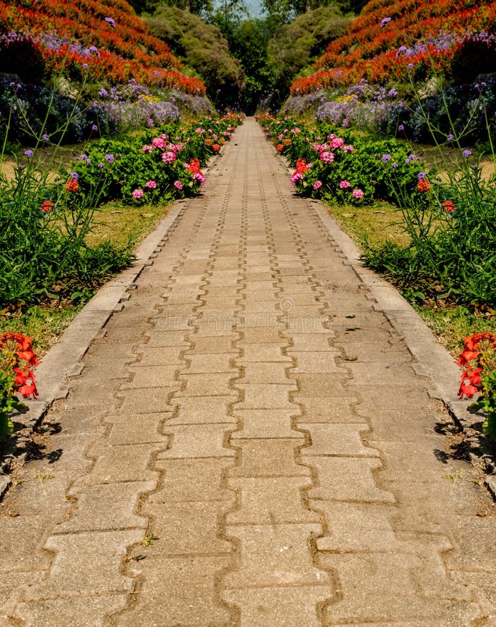 Concrete Pathway in the Park Stock Photo - Image of summer, outdoor ...