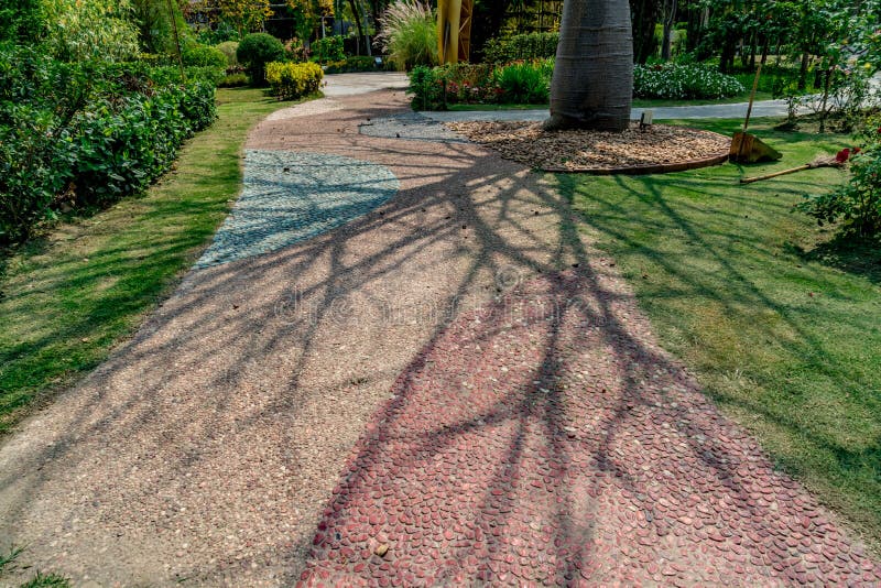 Concrete Pathway in the Park Stock Image - Image of sunny, spring ...