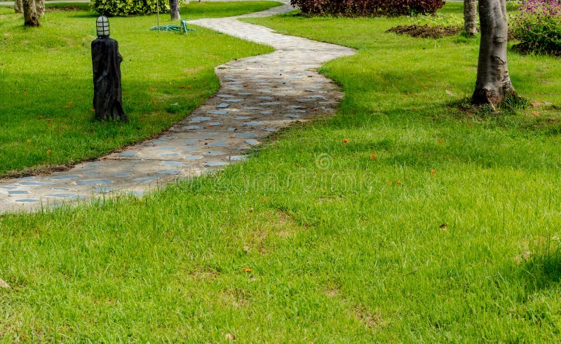 Concrete Pathway in the Park Stock Image - Image of green, summer: 94845099