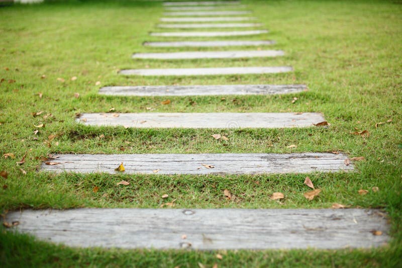 Concrete Pathway Pavement Step on Green Grass Stock Photo - Image of ...