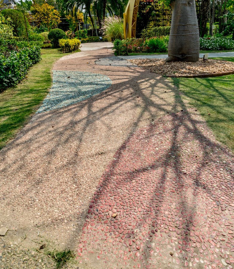 Concrete Pathway in the Park Stock Image - Image of path, pathway ...