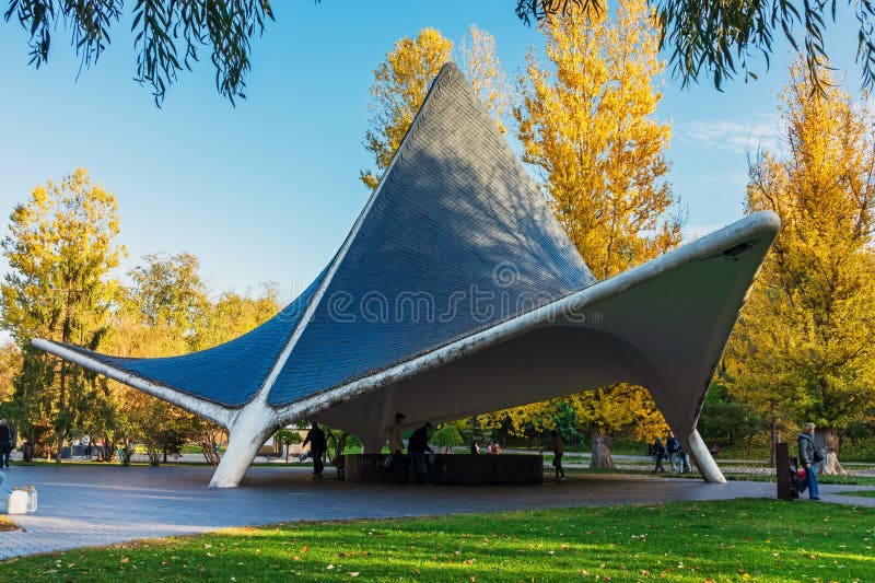 Concrete Pavilion on Three Supports Over a Spring Water Source. Kharkiv ...