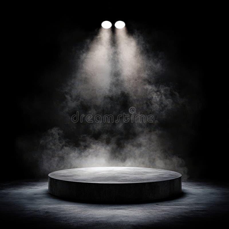 Concrete Pedestal in Dramatic Lighting with Smoke. Stock Illustration ...