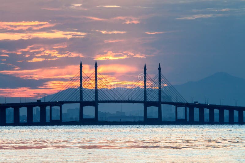 Concrete Penang Bridge View during Sunrise As Background Stock Photo ...