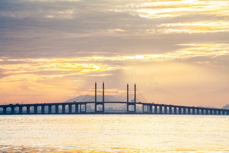 Concrete Penang Bridge View during Sunrise As Background Stock Photo ...