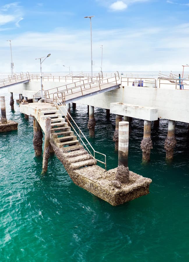 Concrete Pier Covered by Shell Stock Photo - Image of nature, water ...