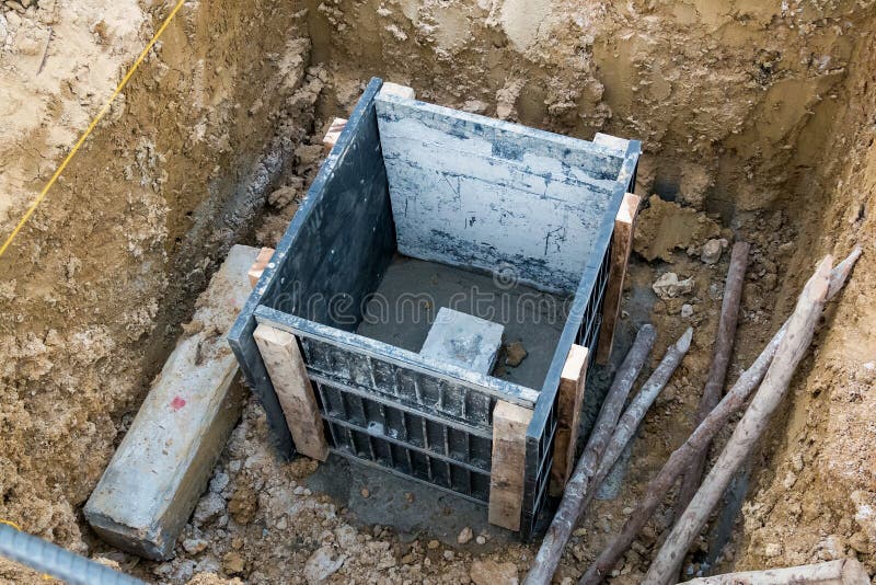 Pile Cap Formwork Made From Polymer At The Construction Site. Stock ...