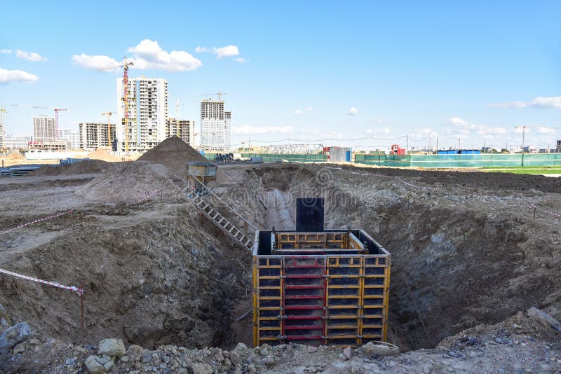 Concrete Pile in Formwork Frame for Construct Stormwater and ...