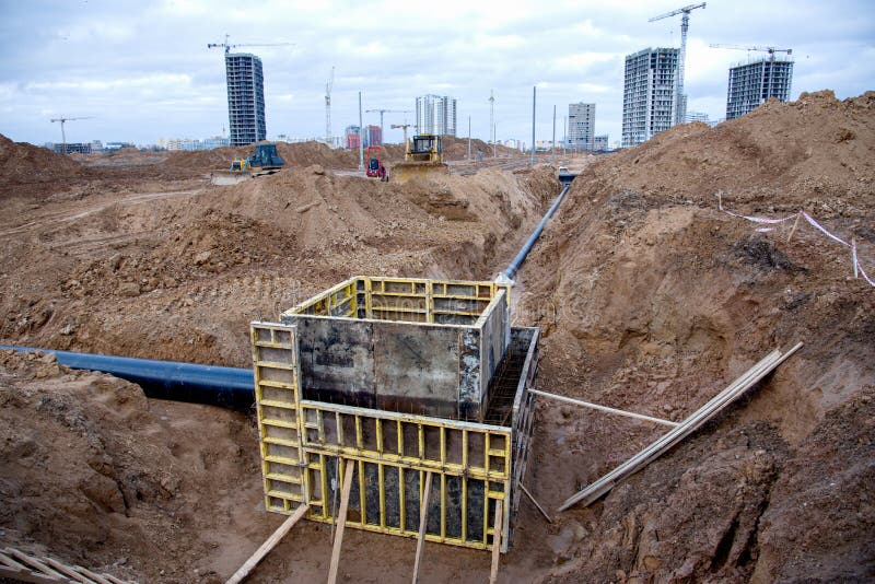 Concrete Pile in Formwork Frame for Construct Stormwater and ...