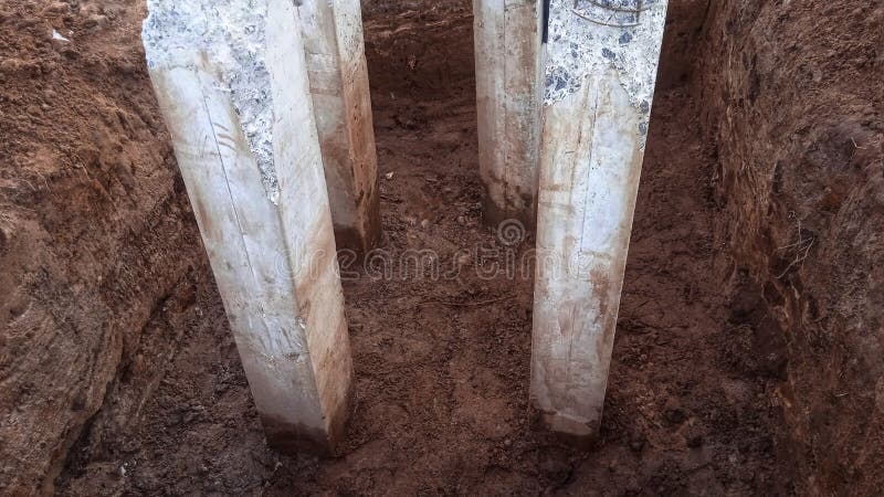 Concrete Piles Foundation Under Ground for a New Building on ...