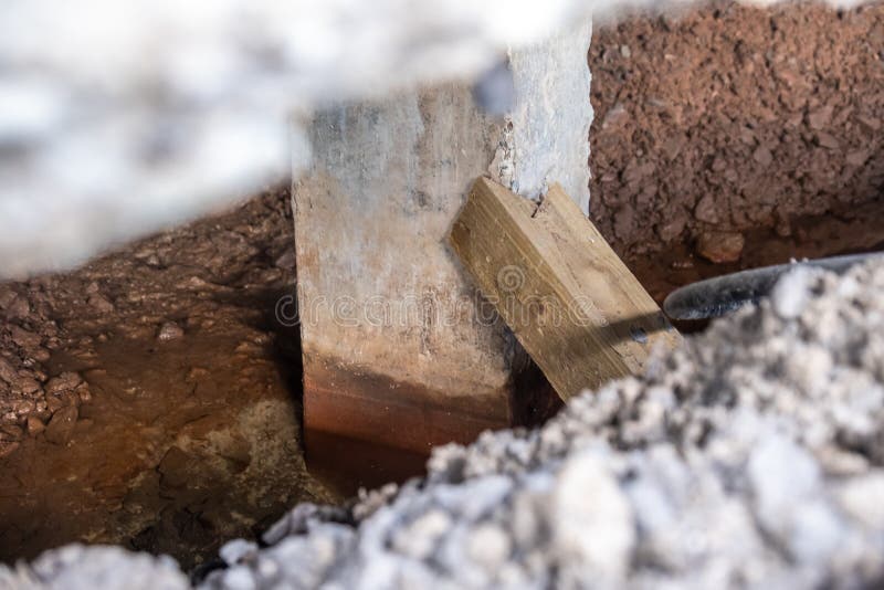 Concrete Piles Foundation Under House in a Subsidence Area Stock Photo ...