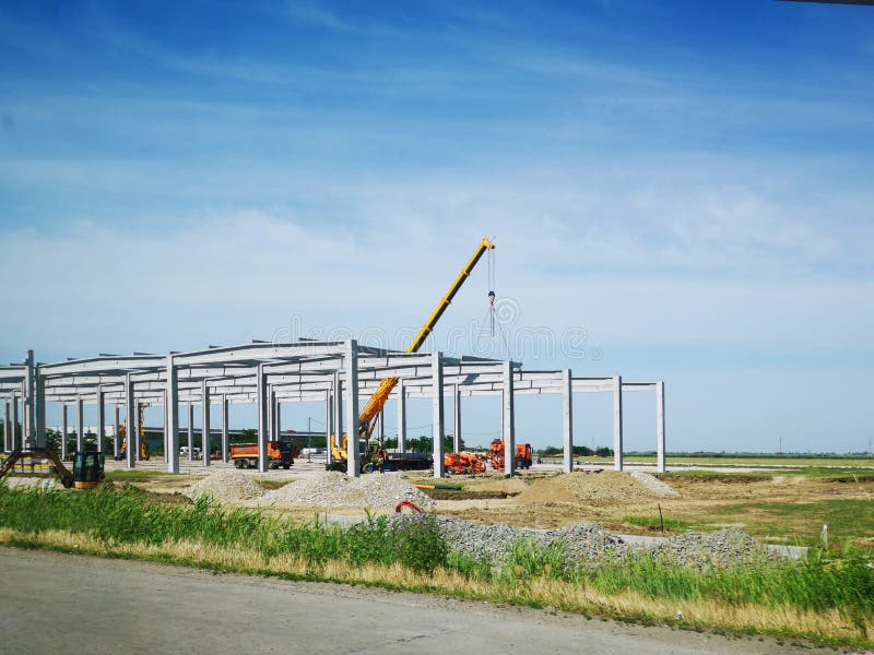 Concrete Pillar Construction Stock Photo - Image of machinery, center ...