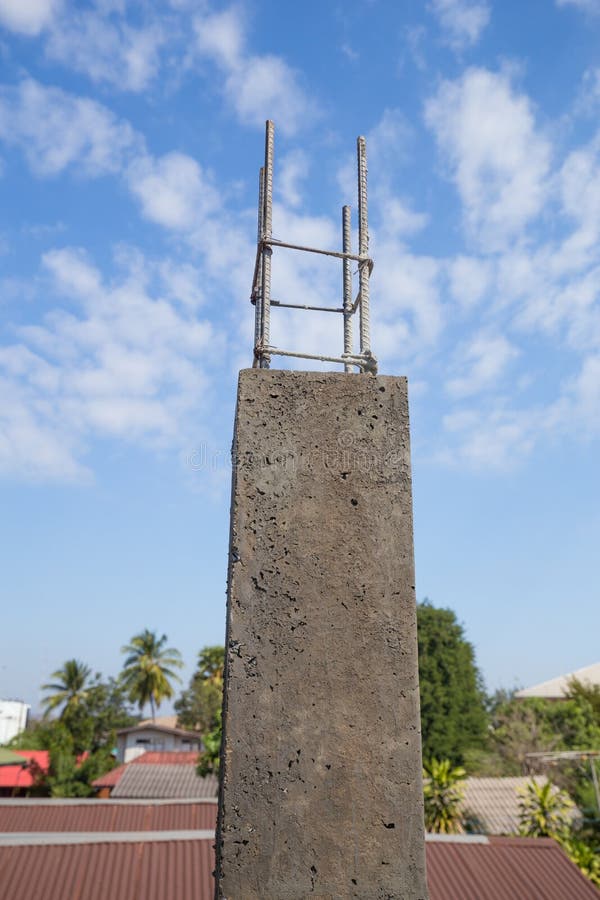Concrete Pillar Construction Stock Photo - Image of material ...