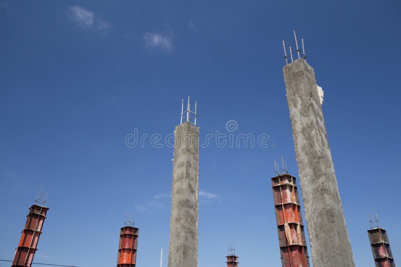 Concrete Pillar Construction Stock Photo - Image of bars, engineering ...