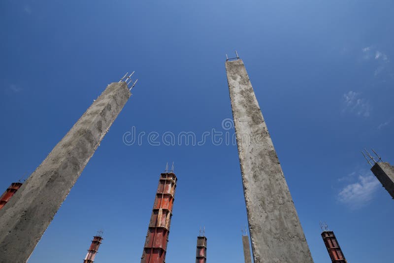 Concrete Pillar Construction Stock Image - Image of beam, pillars: 65297739