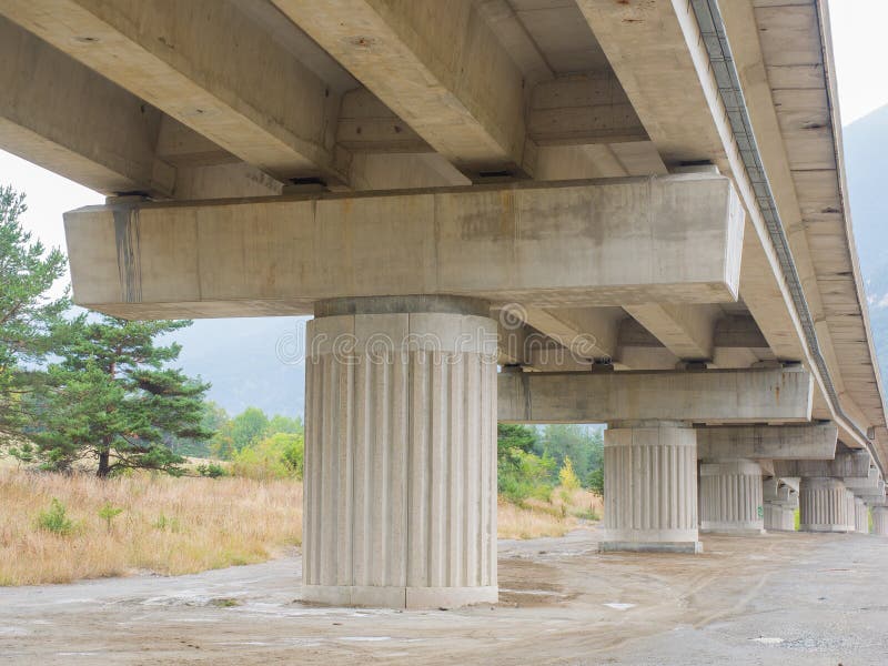 Concrete Pillars and Beams of a Motorway Bridge (viaduct) Stock Photo ...