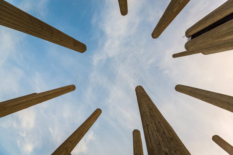 Concrete pillars close-up stock photo. Image of open - 51922100