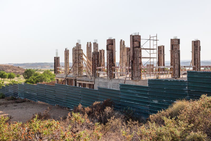 Concrete Pillars of Construction of a Villa in Spain Stock Image ...