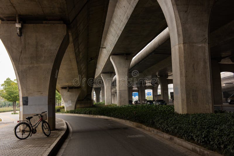 Concrete Pillars are the Foundation for Major Highway Stock Image ...