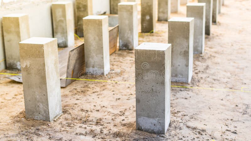 Concrete Pillars Poured for the Construction of the Terrace Frame Stock ...