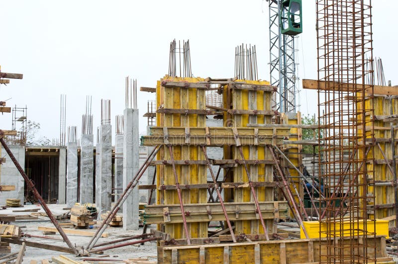 Concrete Pillars Supported Boards Construction Site Stock Photos - Free ...