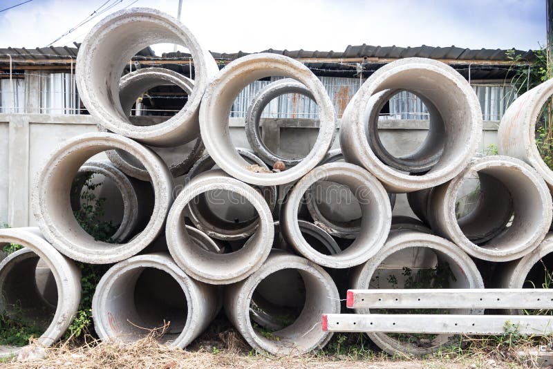 Concrete Pipe stock image. Image of pipes, piled, manufacturing - 60182223
