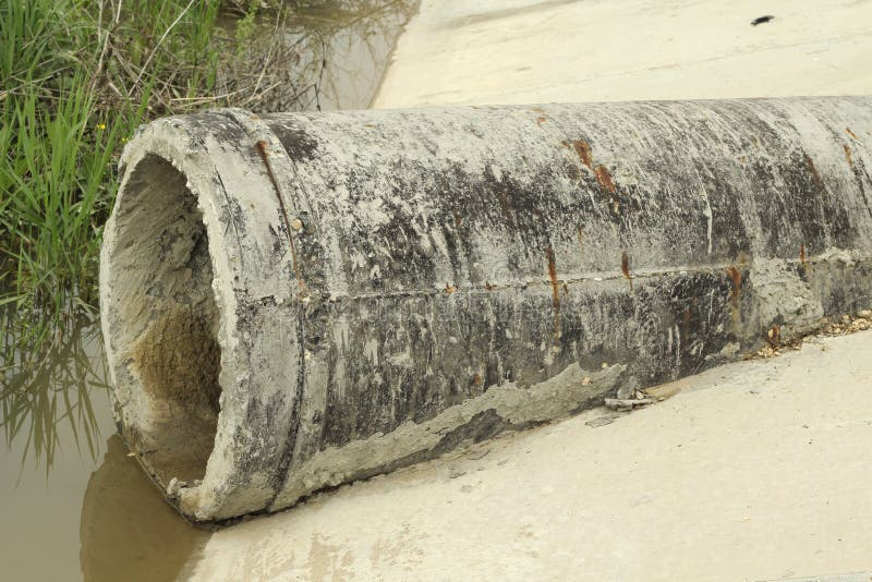 Concrete Pipe for Effluent Discharge Stock Image - Image of sewage ...