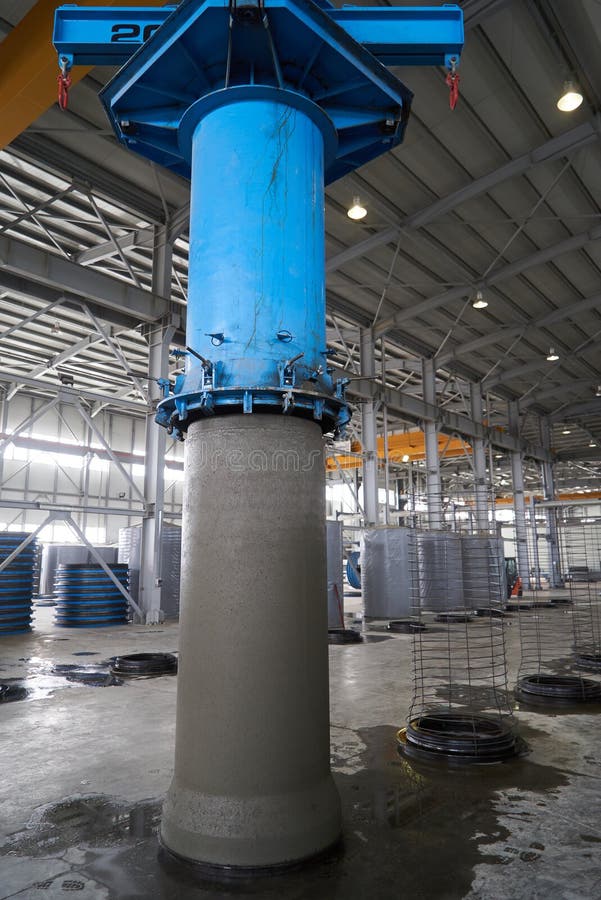 Concrete Pipe Factory Interior at Working Process. Stock Image - Image ...