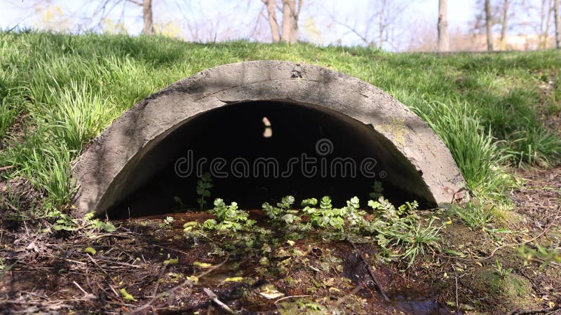 Concrete Pipe of the Rubble from Which Water Flows into Nature Stock ...