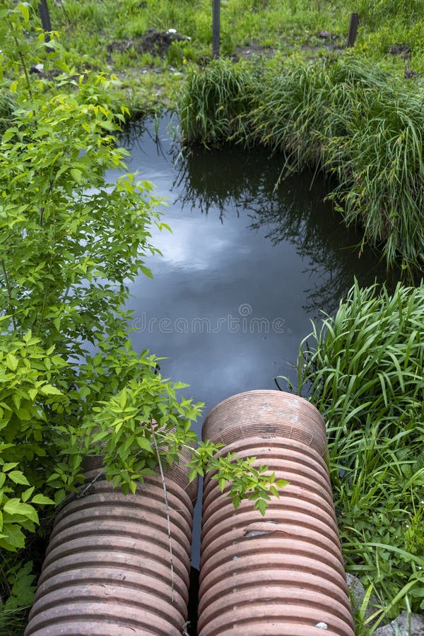 Concrete Pipe Rubble Which Water Flows Nature Stock Photos - Free ...