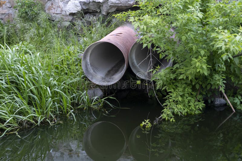 Concrete Pipe Rubble Which Water Flows Nature Stock Photos - Free ...