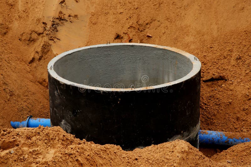 Concrete pipe in sand stock image. Image of cement, irrigation - 48216375