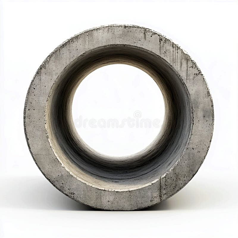 Concrete Pipe Section Industrial Construction Materials Isolated on White Background Stock ...