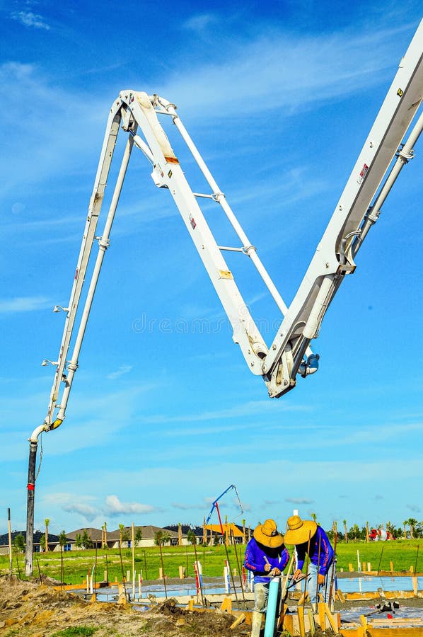 Concrete Placing Boom, for Pouring Building Foundations Stock Photo ...