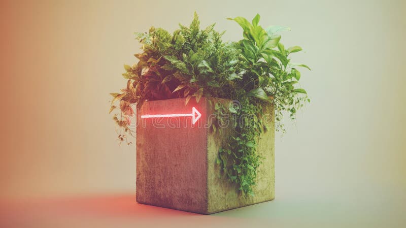 A Concrete Planter Overflowing with Various Green Plants Creates a ...