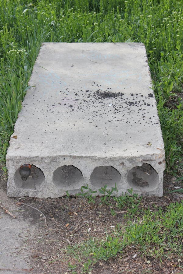 Concrete Plate with Four Holes Inside Stock Photo - Image of isolated ...