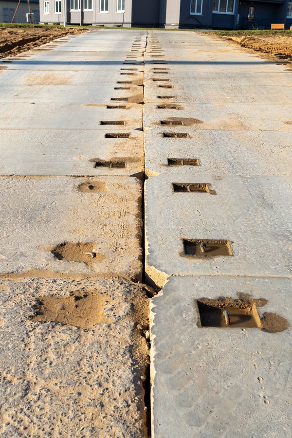 Concrete Plate for Temporary Road Stock Photo - Image of concrete ...