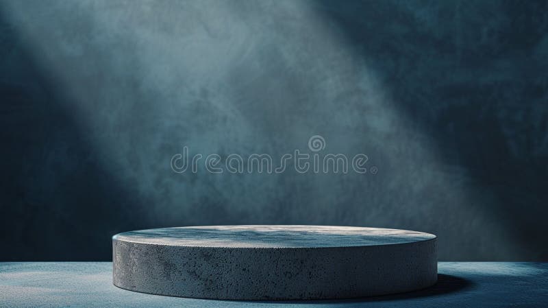 A Concrete Platform in Front of a Blue Textured Wall with a Beam of ...