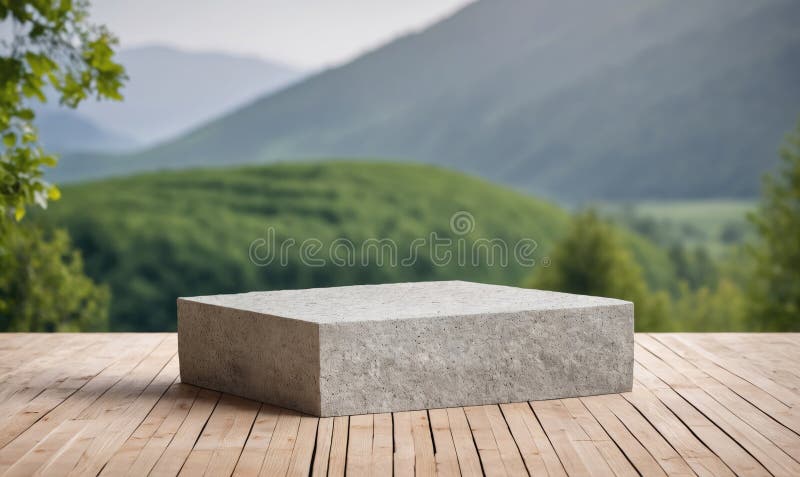 A Concrete Platform Sits on a Wooden Deck Overlooking a Valley Stock ...