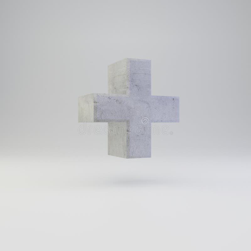 Concrete Plus Symbol with Plaster Texture Isolated on White Background ...