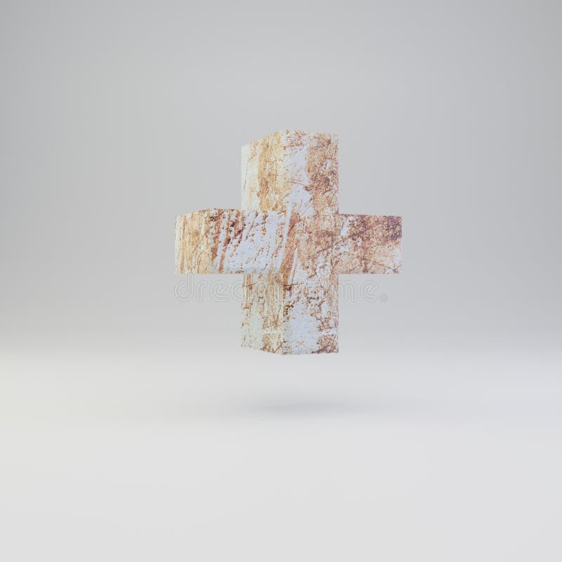 Concrete Plus Symbol with Rusty Metal Scratches on White Background ...