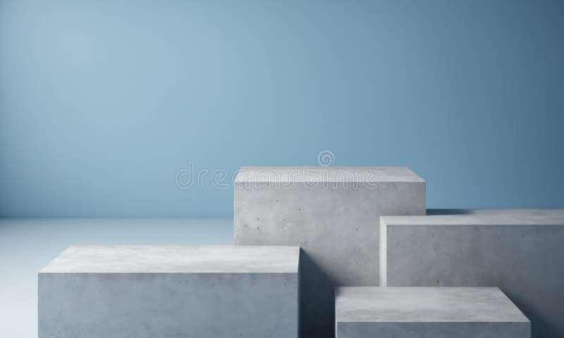 Concrete Podiums in Front of Blue Wall Stock Illustration ...