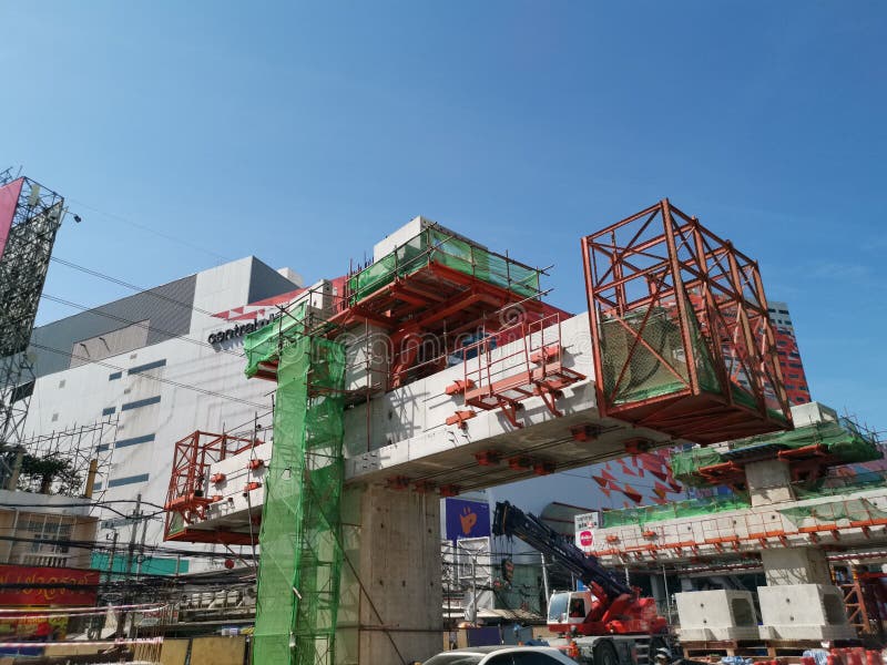 Concrete Pole of an Elevated Transportation System Editorial ...